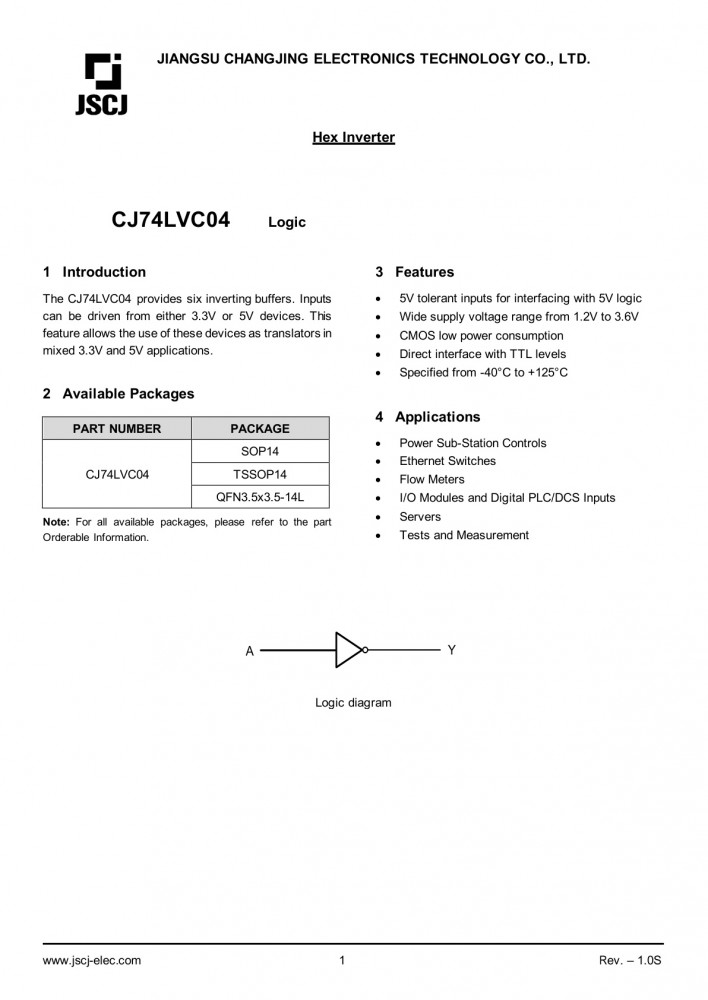 CJ74LVC04ADN datasheet page 1