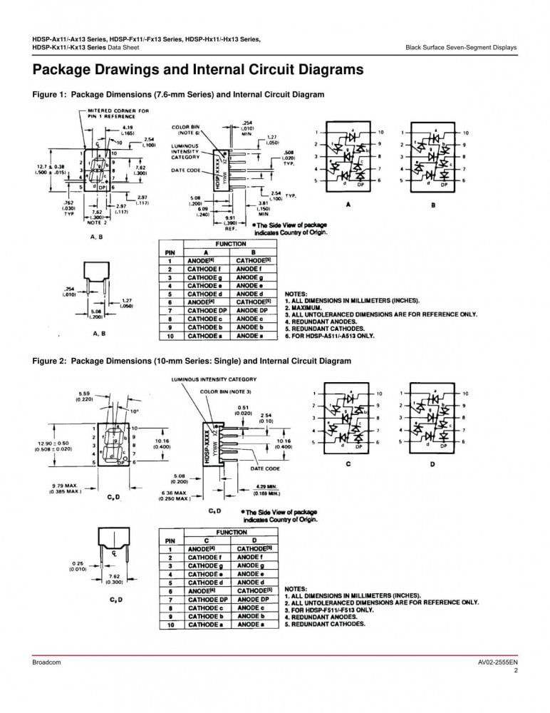 Broadcom HDSP series datasheet page 2