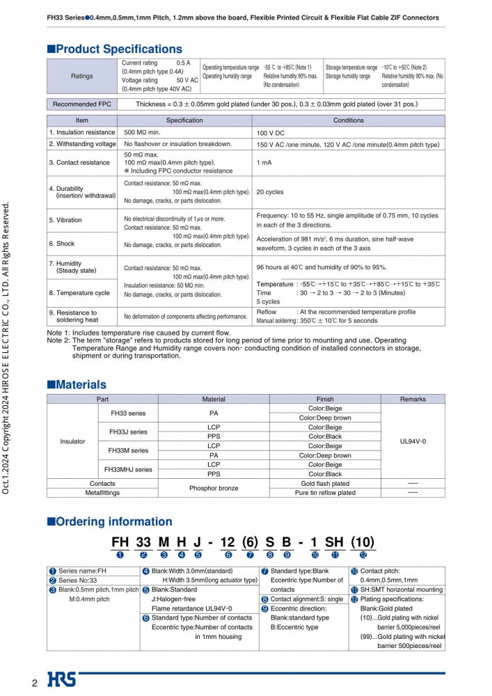 HRS FH33J datasheet page 2
