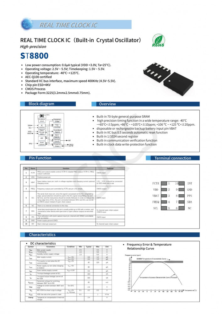 A-crystal ST8800 technical document page