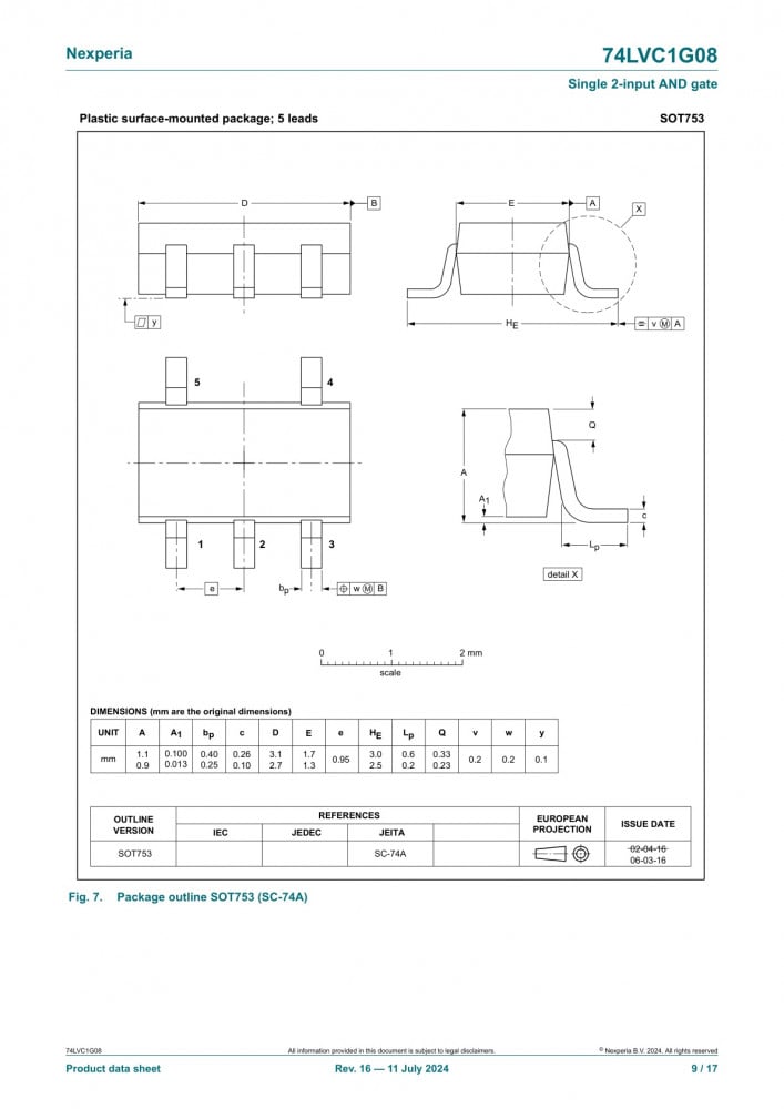 74LVC1G08GW,125 datasheet page 9