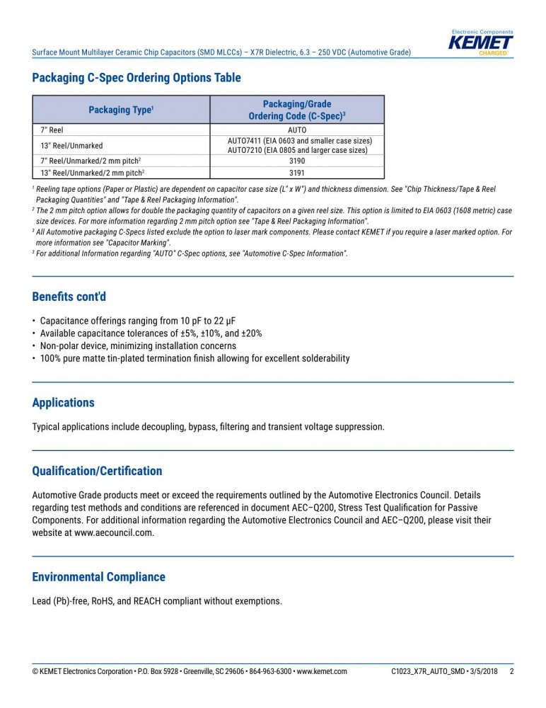 KEMET datasheet page 2