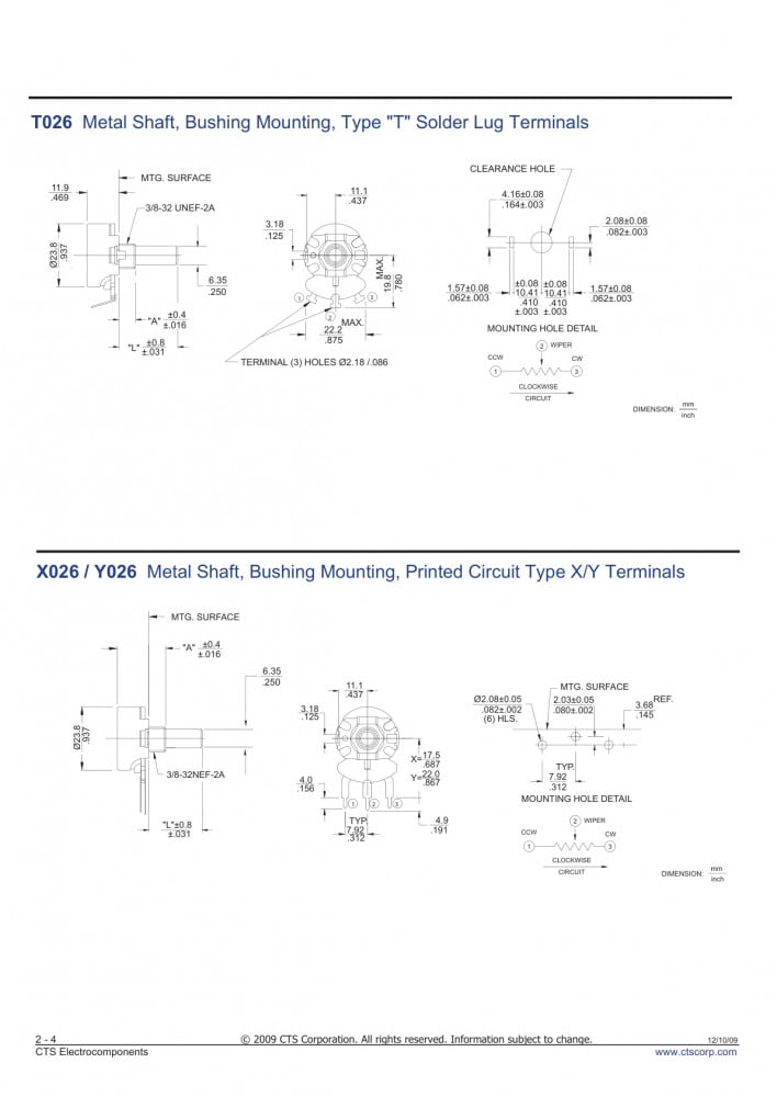 CTS 026 series datasheet page 2