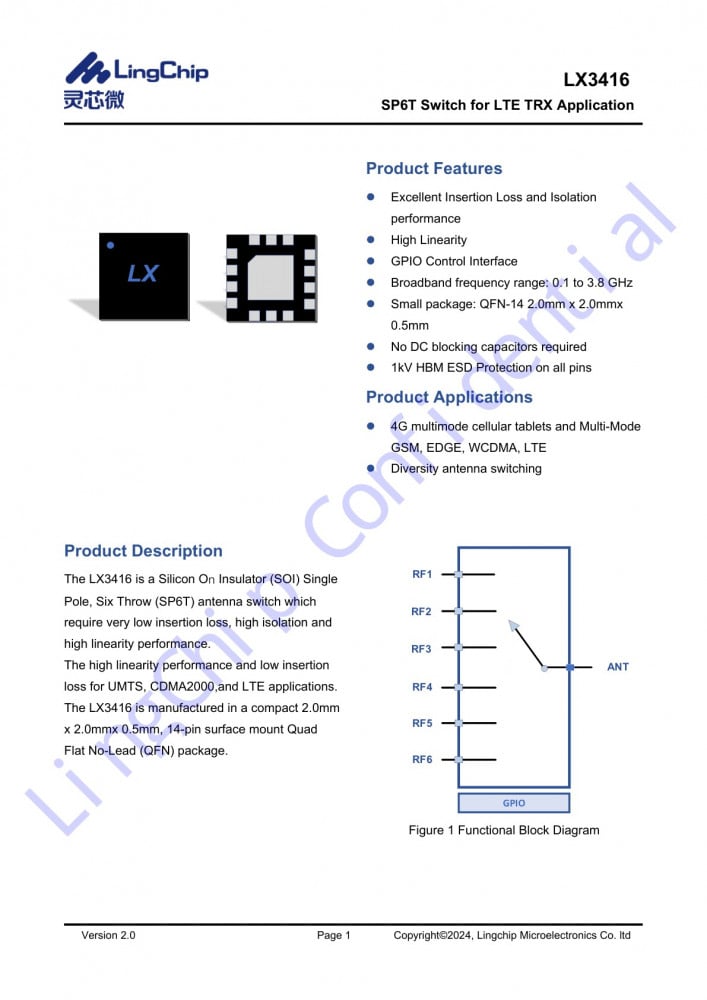 LX3416 datasheet page 1
