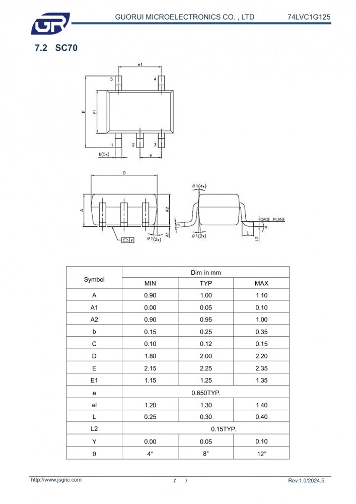 74LVC1G125 technical document page 7