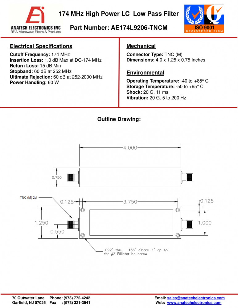 AE174L9206-TNCM technical document and outline drawing