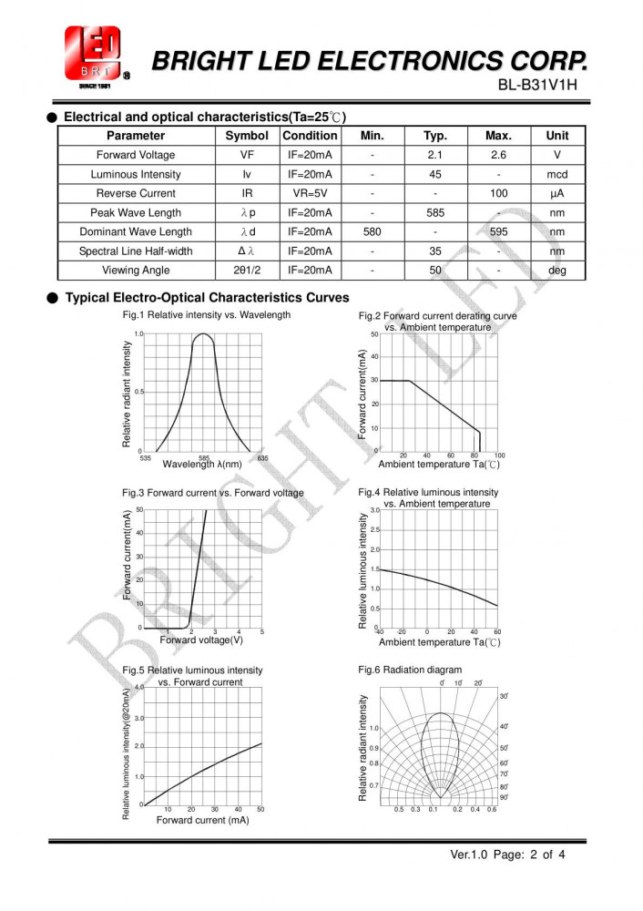BL-B31V1H datasheet page 2