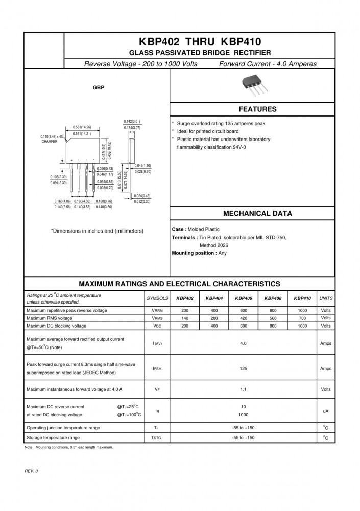 SEP KBP410 datasheet page 1