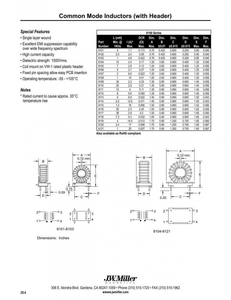 BOURNS 8100 Series datasheet page
