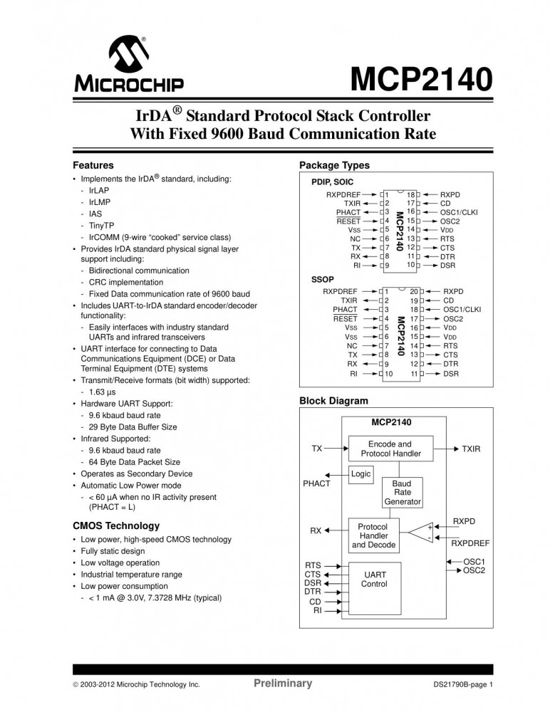 MCP2140 documentation page 1