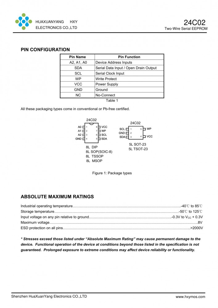 24C02-HXY datasheet page 2