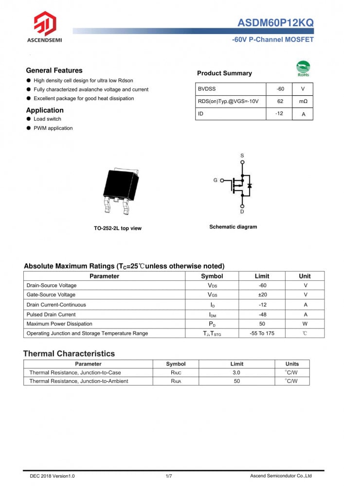 ASDM60P12KQ-R datasheet page 1