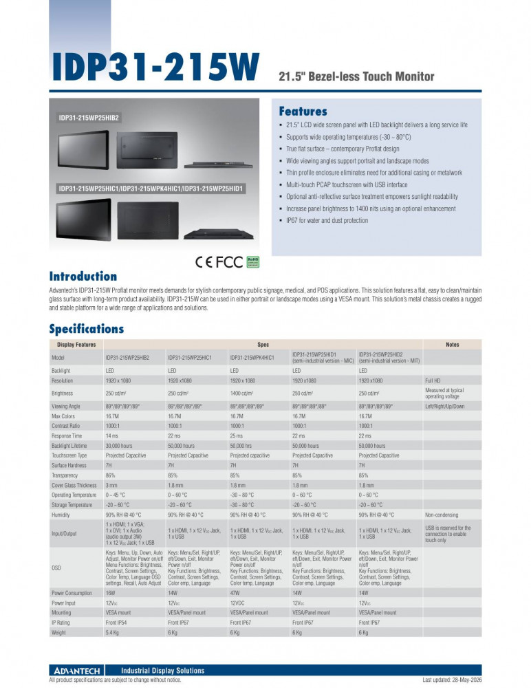 IDP31-215W technical document, page image 1