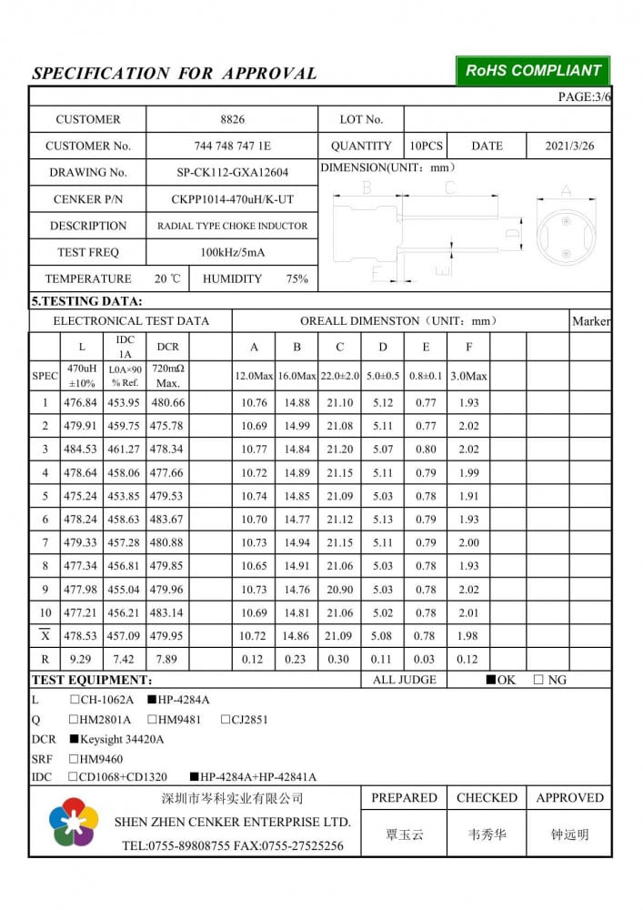 CKPP1014-470uH/K-UT approval document page 5