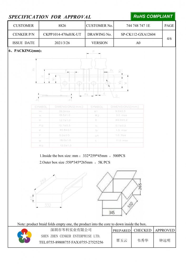CKPP1014-470uH/K-UT approval document page 6