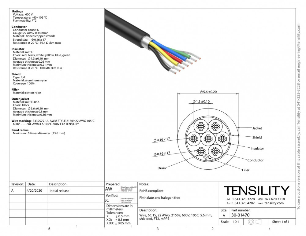 Tensility International 30-01470 cable drawing preview