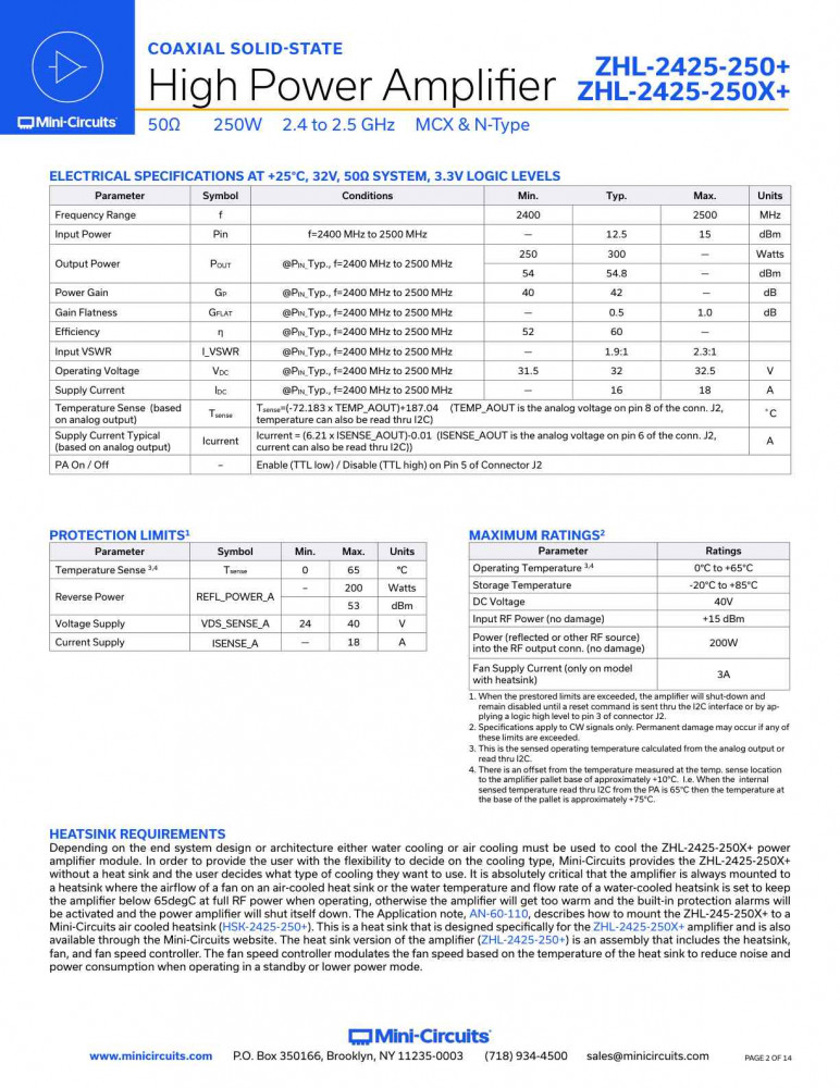 ZHL-2425-250+ datasheet page 2