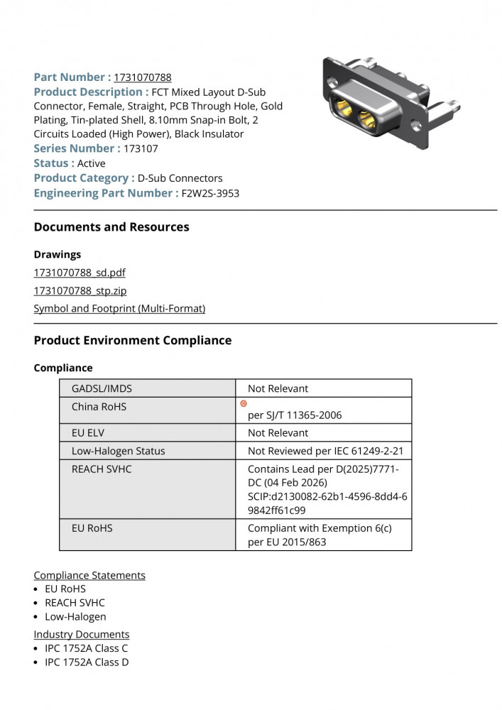 MOLEX 1731070788 technical drawing preview, page 1