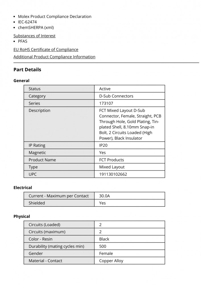 MOLEX 1731070788 technical drawing preview, page 2