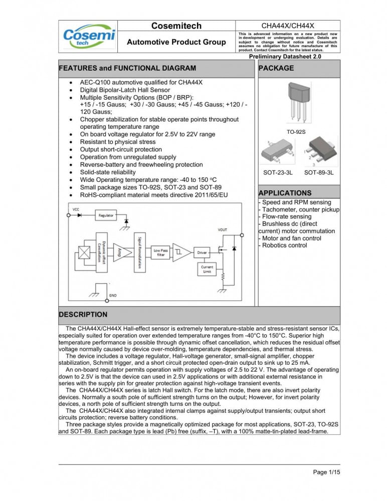 CH441SR datasheet page 1
