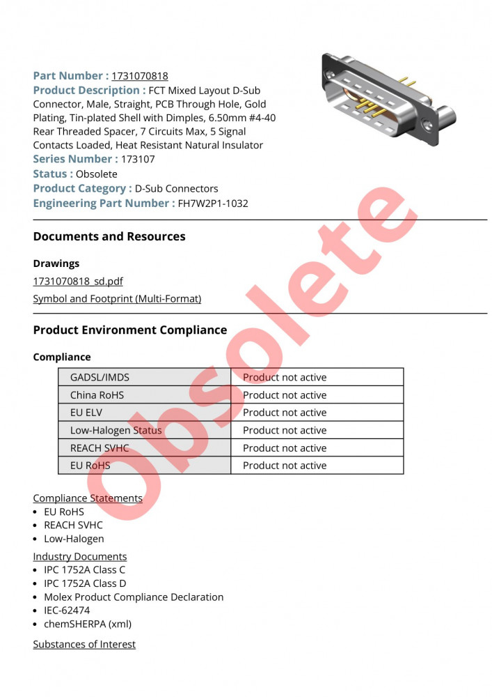 MOLEX 1731070818 technical drawing preview, page 1