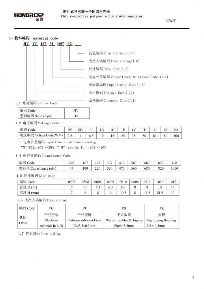 Honor Elec HV series datasheet page 6