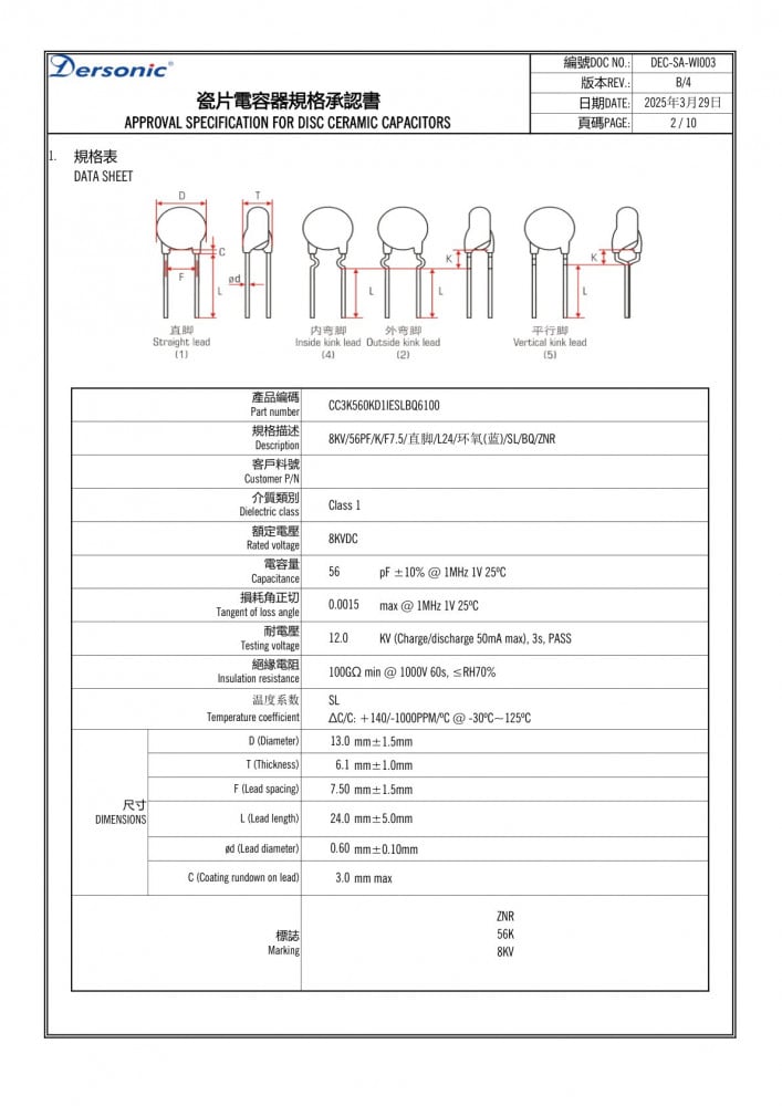 Dersonic approval specification page 3