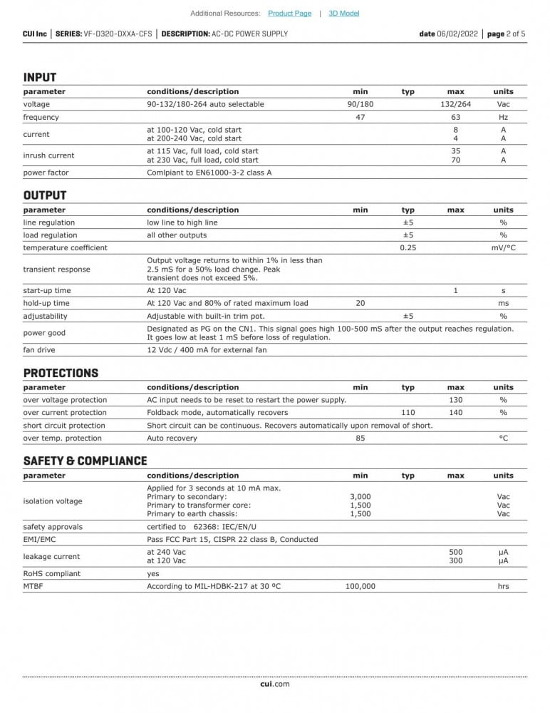 VF-D320-D512A-CFS datasheet page 2