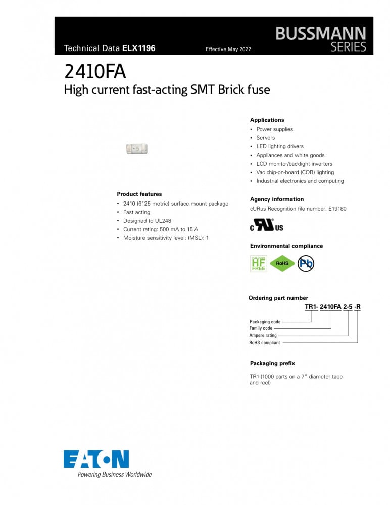 EATON TR1-2410FA8-R datasheet page 1