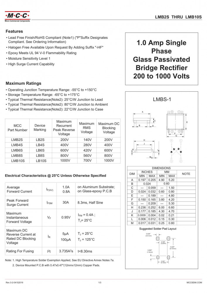 LMB8S-TP datasheet page 1