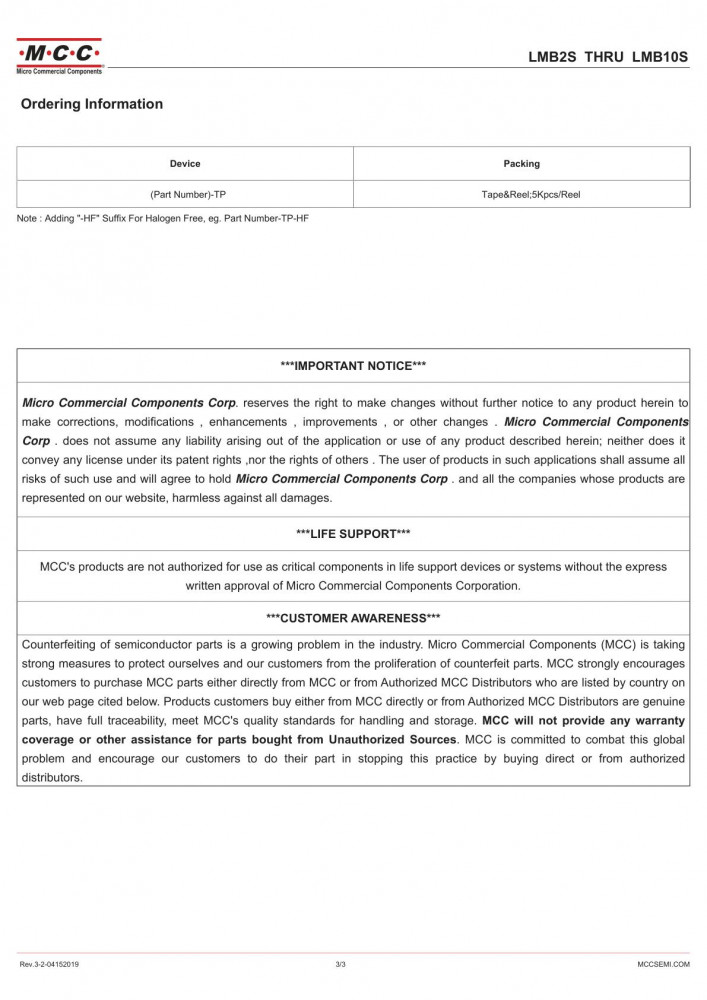 LMB8S-TP datasheet page 3