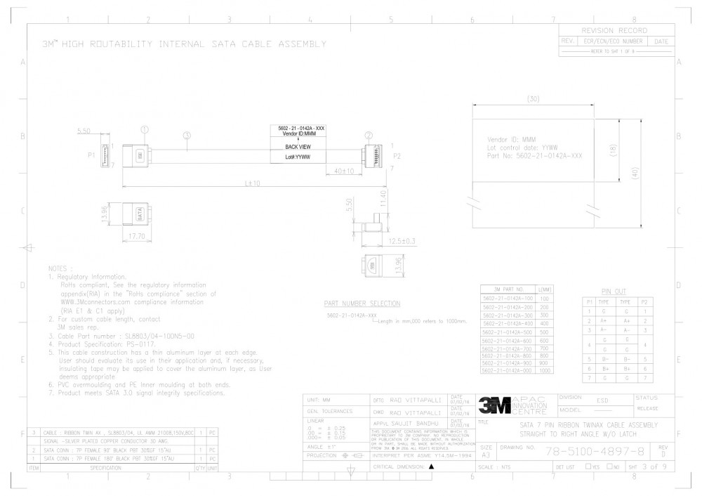 3M SATA cable assembly drawing sheet 3