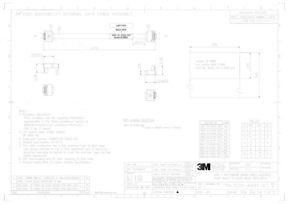 3M SATA cable assembly drawing sheet 5