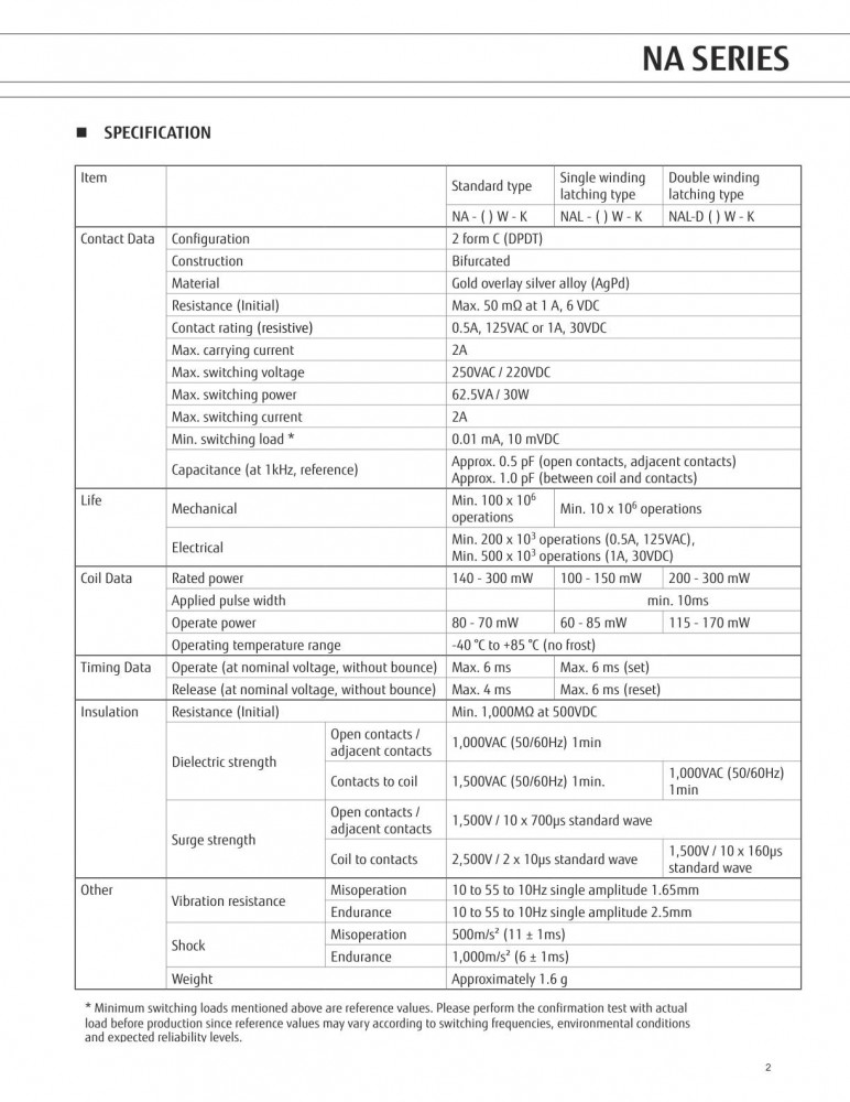 FUJITSU NA Series datasheet page 2