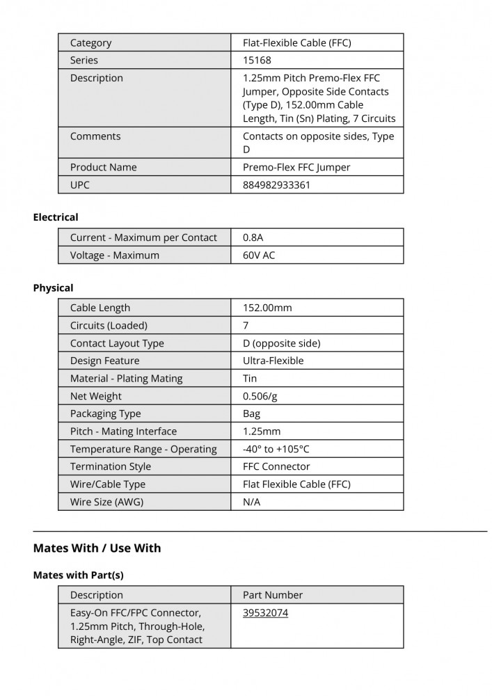 MOLEX 151680754 product specification page 2