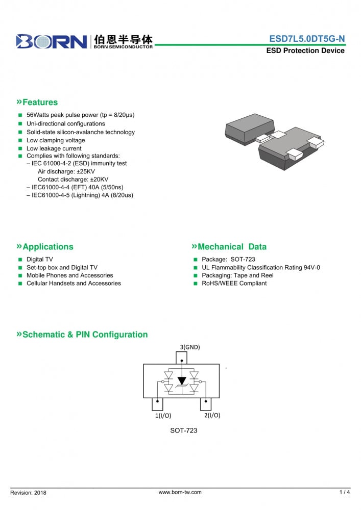ESD7L5.0DT5G-N datasheet page 1