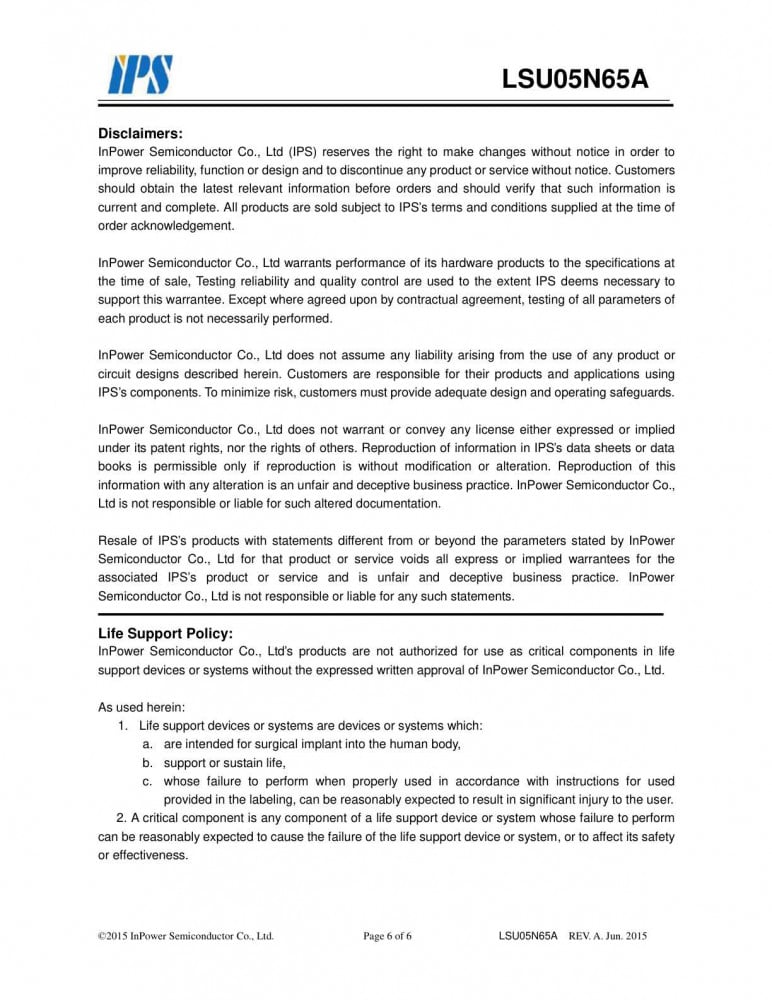 LSU05N65A datasheet page 6