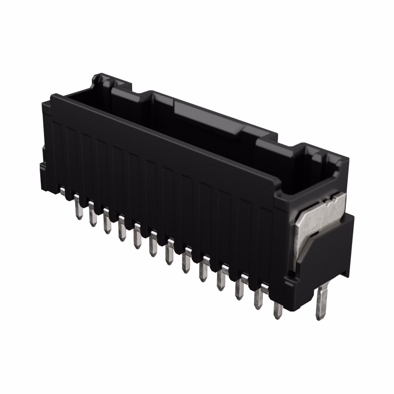 Micro-One Wire-to-Board Header, Vertical, 2.00mm Pitch, Single Row, Glow-Wire Capable, Through Hole, 13 Circuits, Tin-Bismuth Plating, Black, with Potting Capability for sale