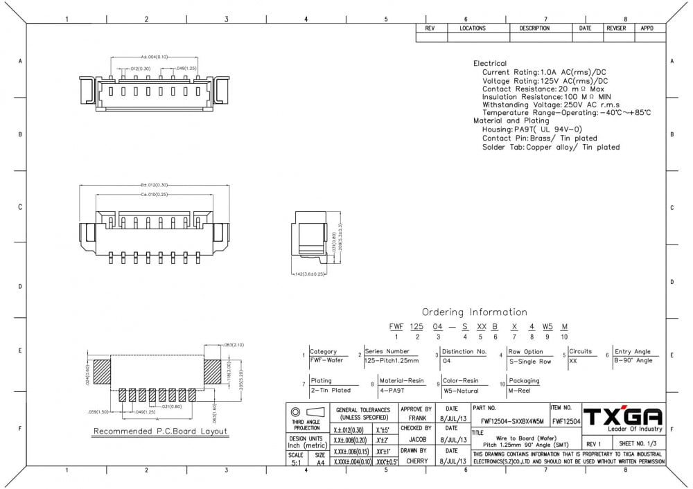 TXGA FWF12504 series document page 1