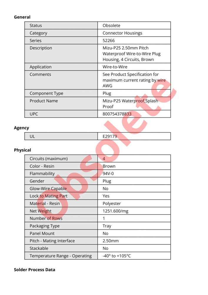 Technical document page 2 for MOLEX 522660417