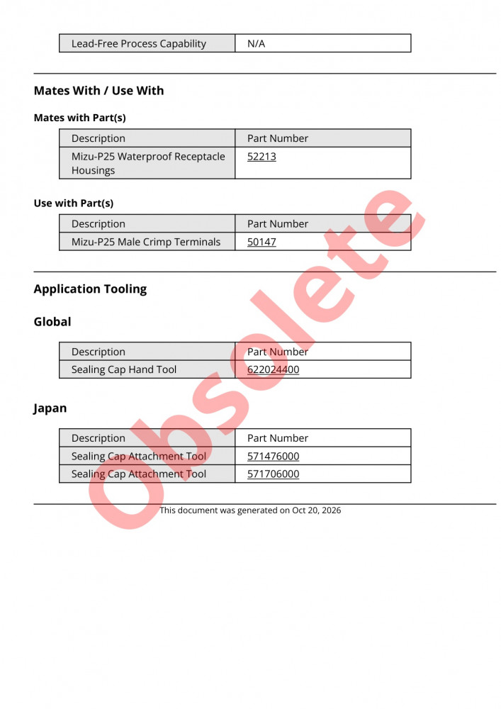 Technical document page 3 for MOLEX 522660417