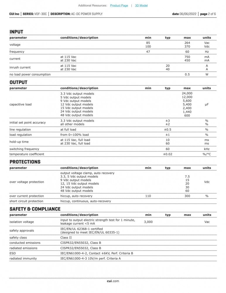 VOF-30C-S48 datasheet page 2