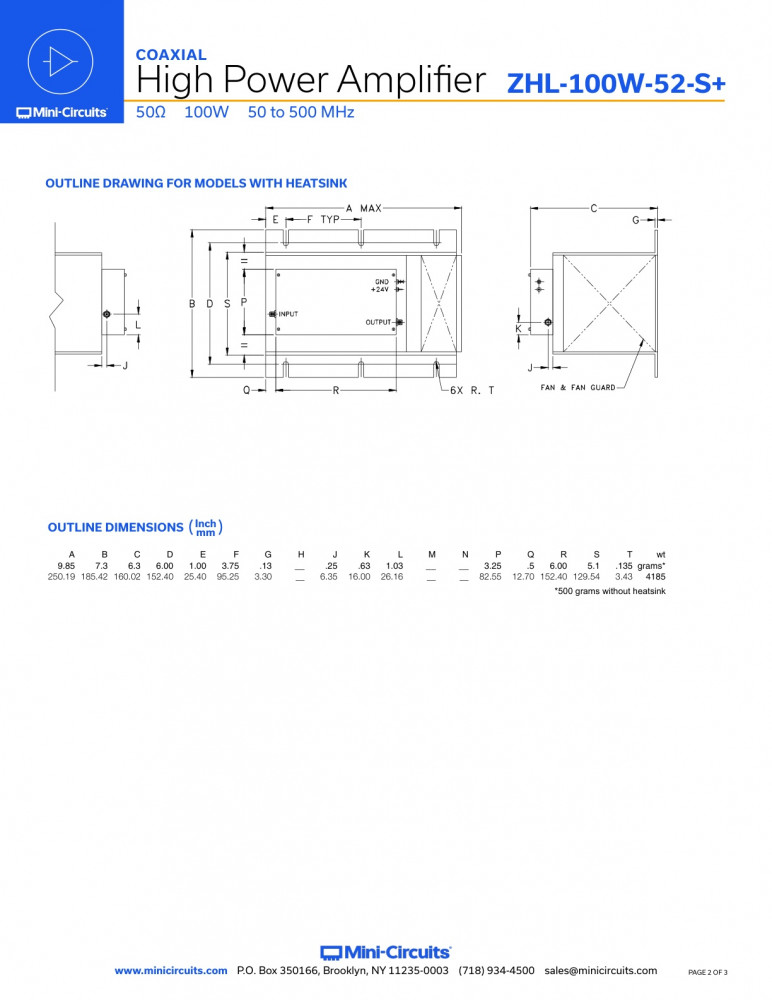 ZHL-100W-52-S+ datasheet image, page 2