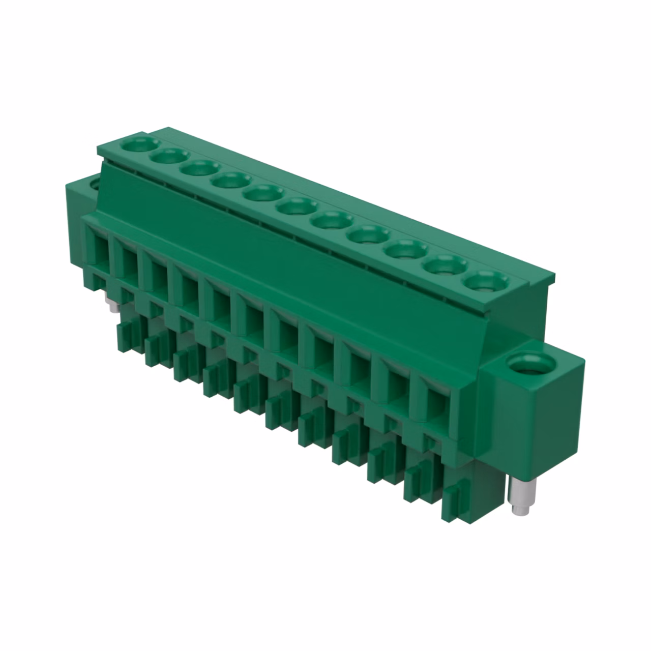 3.81mm Pitch Eurostyle Vertical Plug, with Retention Screws, Front Wire Entry, Green Housing, 11 Circuits for sale