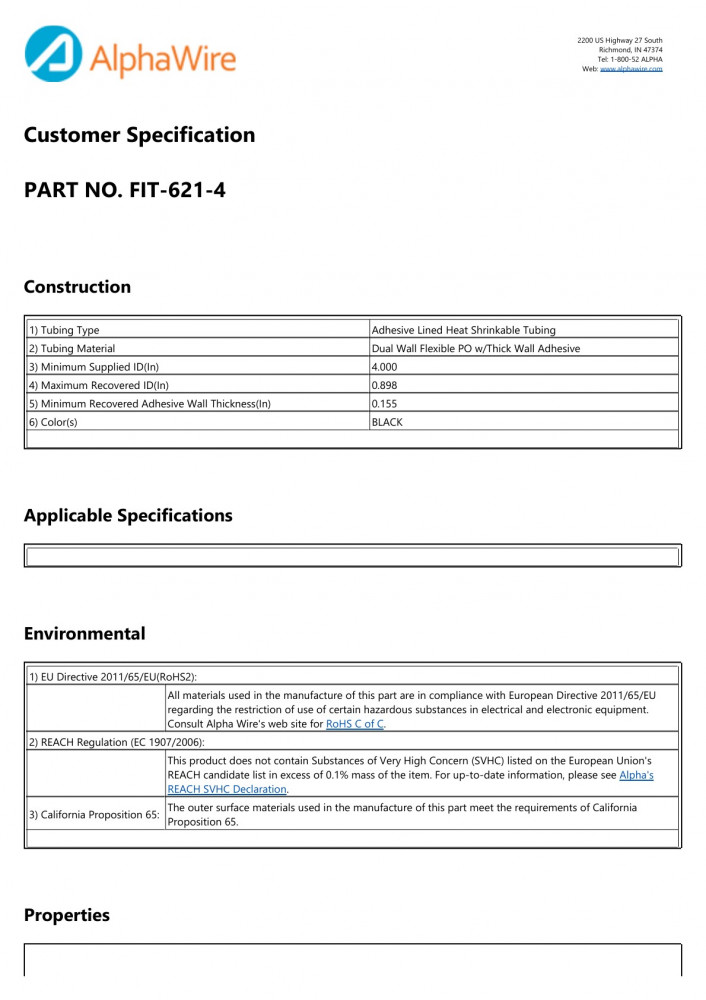 Alpha Wire F6214 BK068 technical document page 1