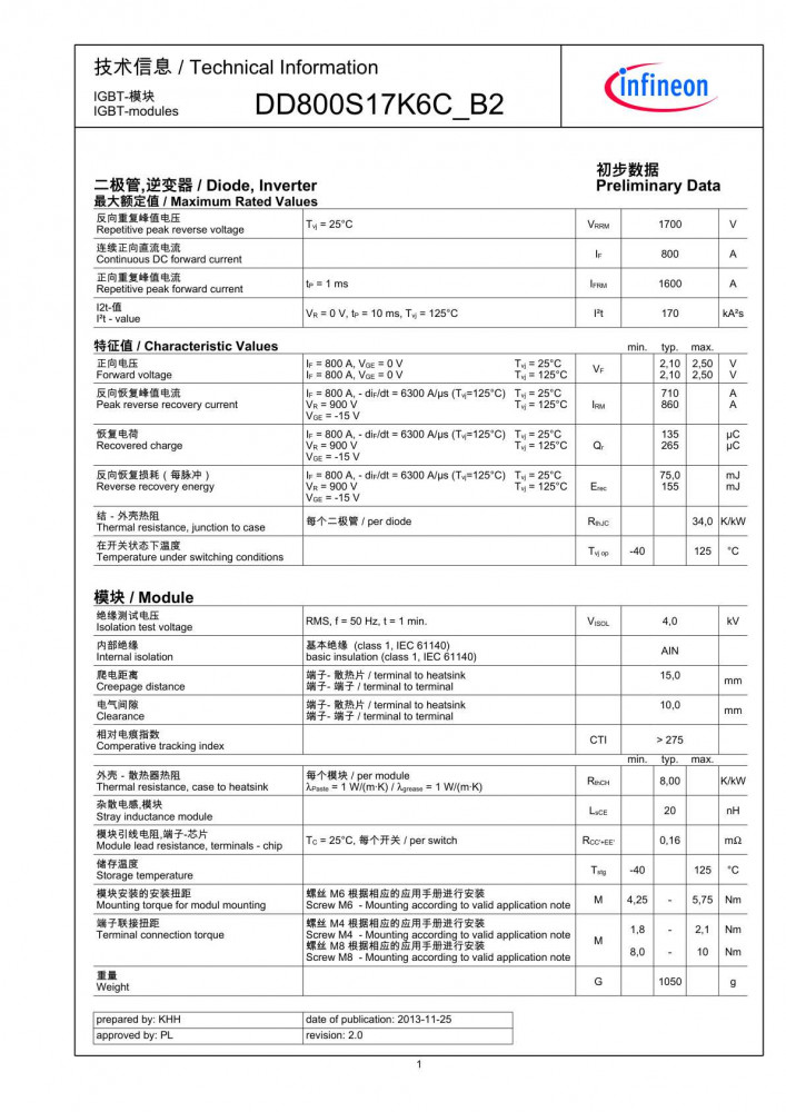 DD800S17HA_B2 technical document page 1