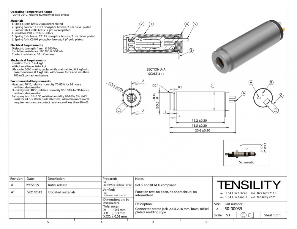 Tensility 50-00035 product drawing preview