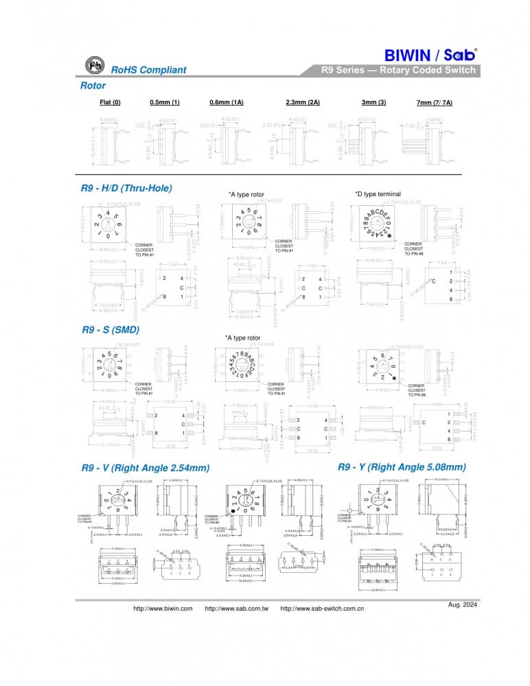 BIWIN R9 rotary coded switch technical document page 2