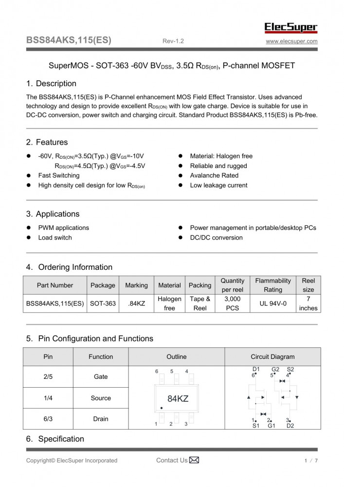 BSS84AKS,115(ES) datasheet page 1