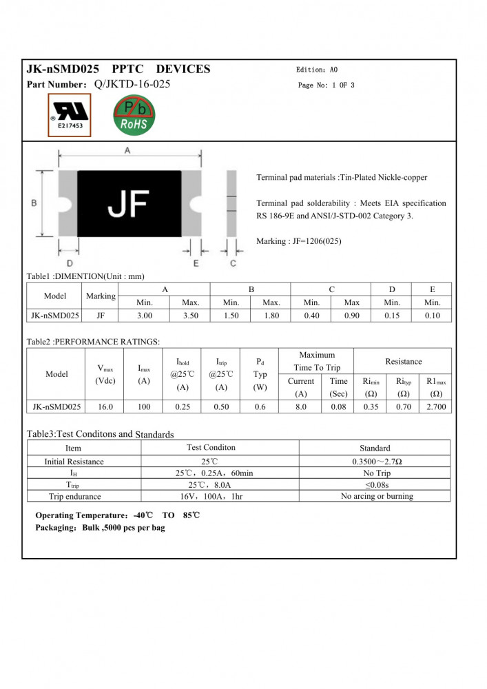 JK-NSMD025 datasheet page 1